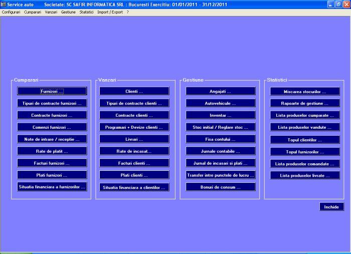 Program Pentru Service Auto, Sc Safir Informatica Srl