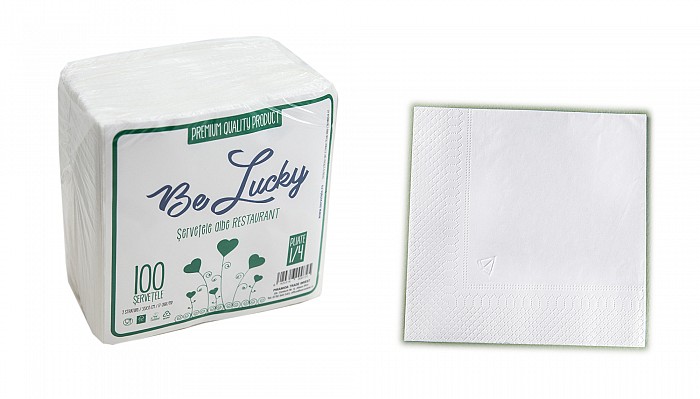 Servetele albe Restaurant, 33x33-2 str, 100 buc/pac, 1/4 | servetele