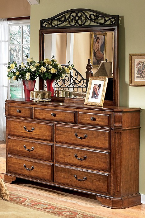 Set dormitor fier forjat si lemn de stejar | pat fier forjat