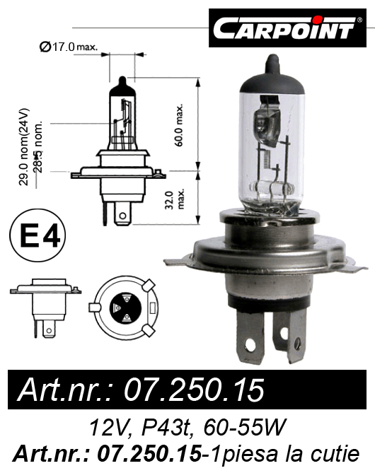 BEC auto H4 12V BAV-725015 | Becuri masina