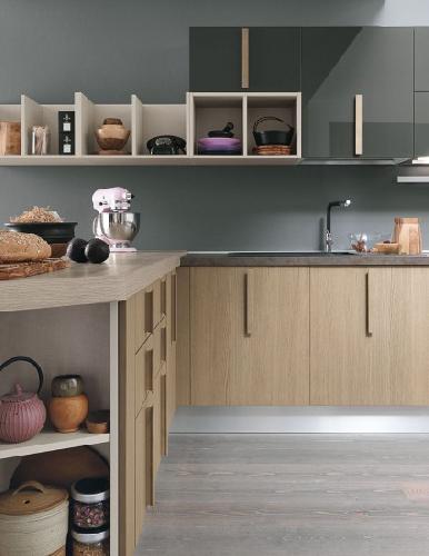 Mobila bucatarie Wood bej | Mobila bucatarii moderne