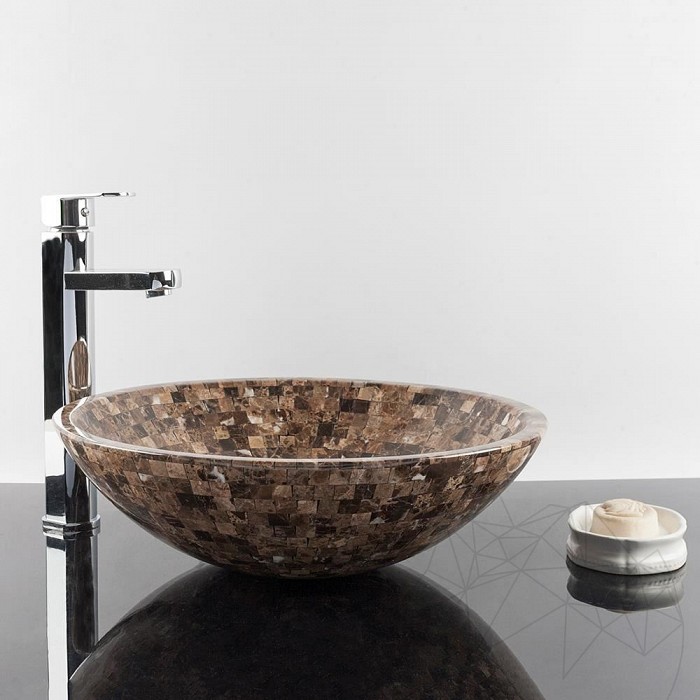 Chiuveta baie marmura mozaic Maron Emperador RS-42, 41,5 x 1 | Chiuvete ...