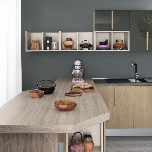 Mobila bucatarie Wood bej | Mobila bucatarii moderne