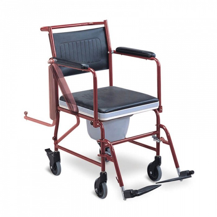 Scaun WC cu roti si maner rabatabil in jos - FS692 | Scaune WC de camera