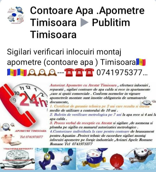 Montez Sigilez Ceasuri De Apa In Timisoara, Apometre-contoare-apa