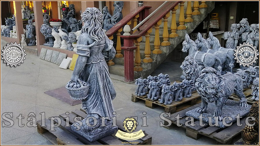 Statueta Fata Cu Cosulete, Gri Patinat, Model S23., Producator ...