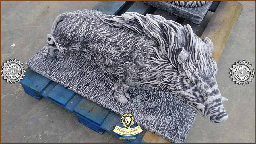 Statueta Porc Mistret, Gri Patinat, Model S81., Producator, Stalpisori ...