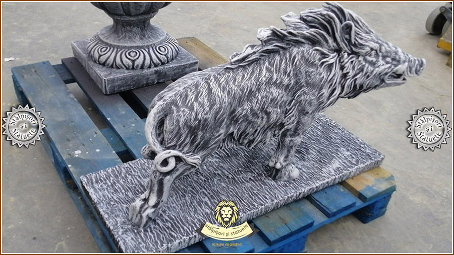 Statueta Porc Mistret, Gri Patinat, Model S81., Producator, Stalpisori ...