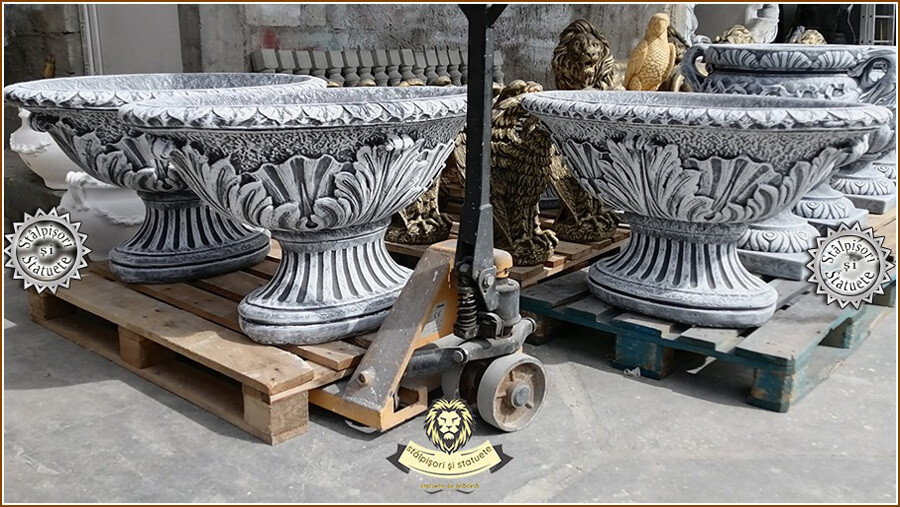 Vaza Mare, Ornament Stejar, Gri Antichizat, Model V5., Producator ...