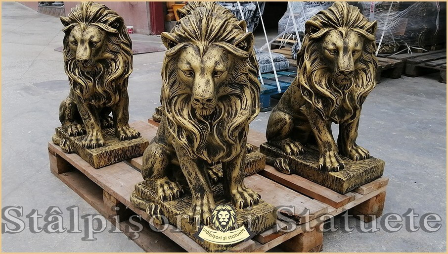 Statueta Leu In Sezut, Auriu Patinat, Model S46., Producator ...