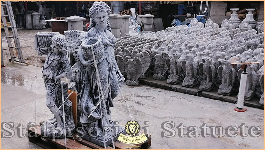 Statueta Fata Cu Cosulete, Gri Patinat, Model S23., Producator ...