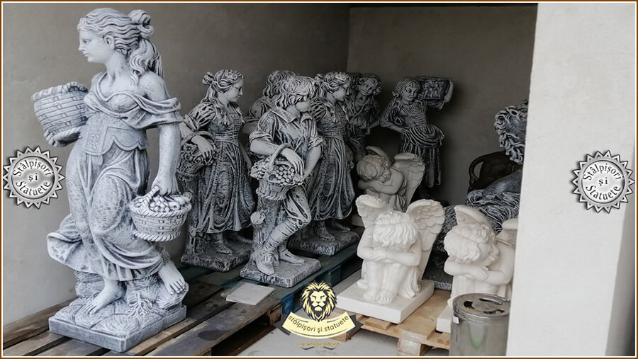 Statueta Fata Cu Cosulete, Gri Patinat, Model S23., Producator ...