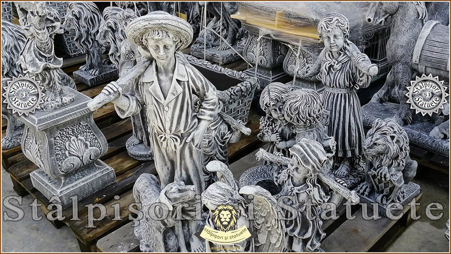 Statueta Ciobanas Cu Catel, Gri Patinat, Model S73., Producator ...