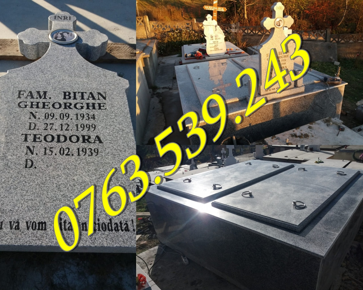 Amenajare Renovare Mormant Cavou Cu Granit Gri Deschis, Sc Tarcan Art Srl